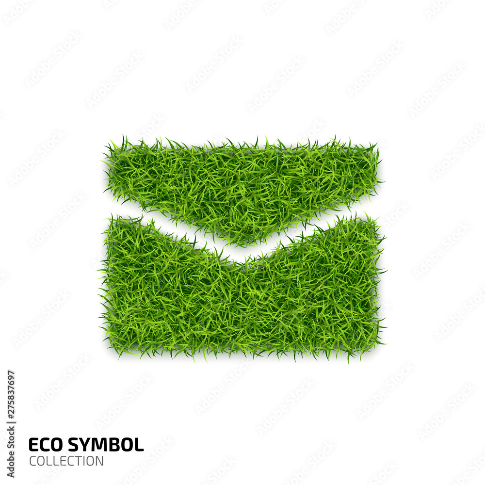 Envelope icon from green grass. Eco mail icon isolated on white ...