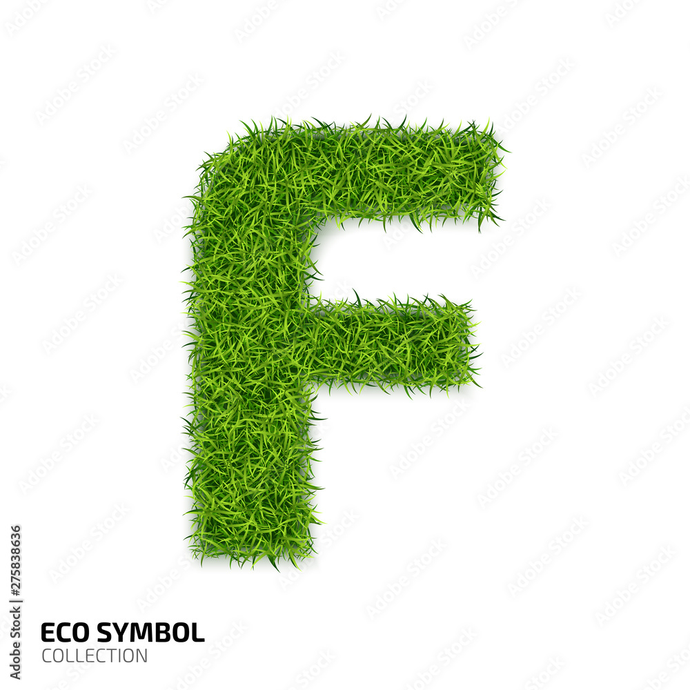 Letter of grass alphabet. Grass letter F isolated on white background ...