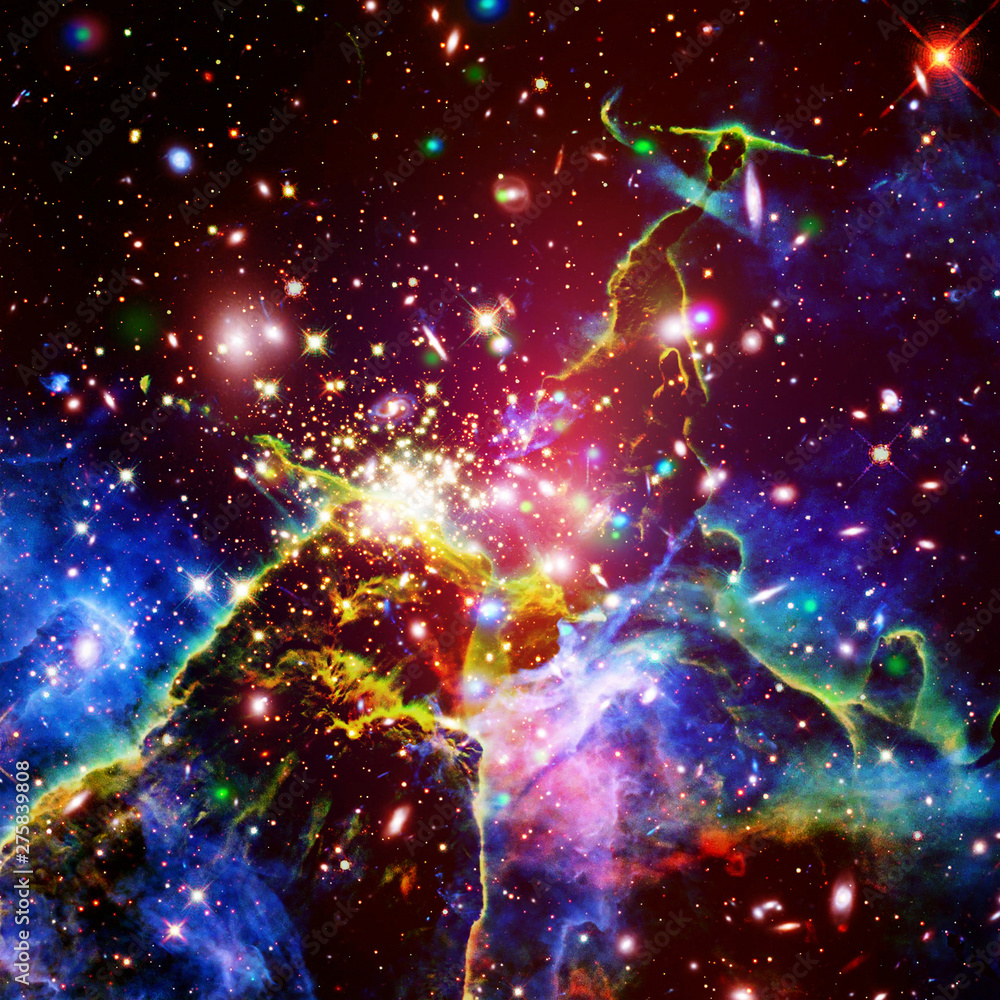 Starfield, galaxies and flares. The elements of this image furnished by ...