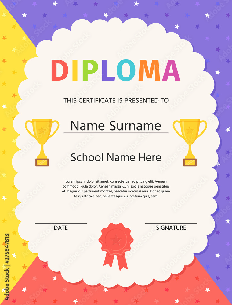Graduation Certificate Template For Kids
