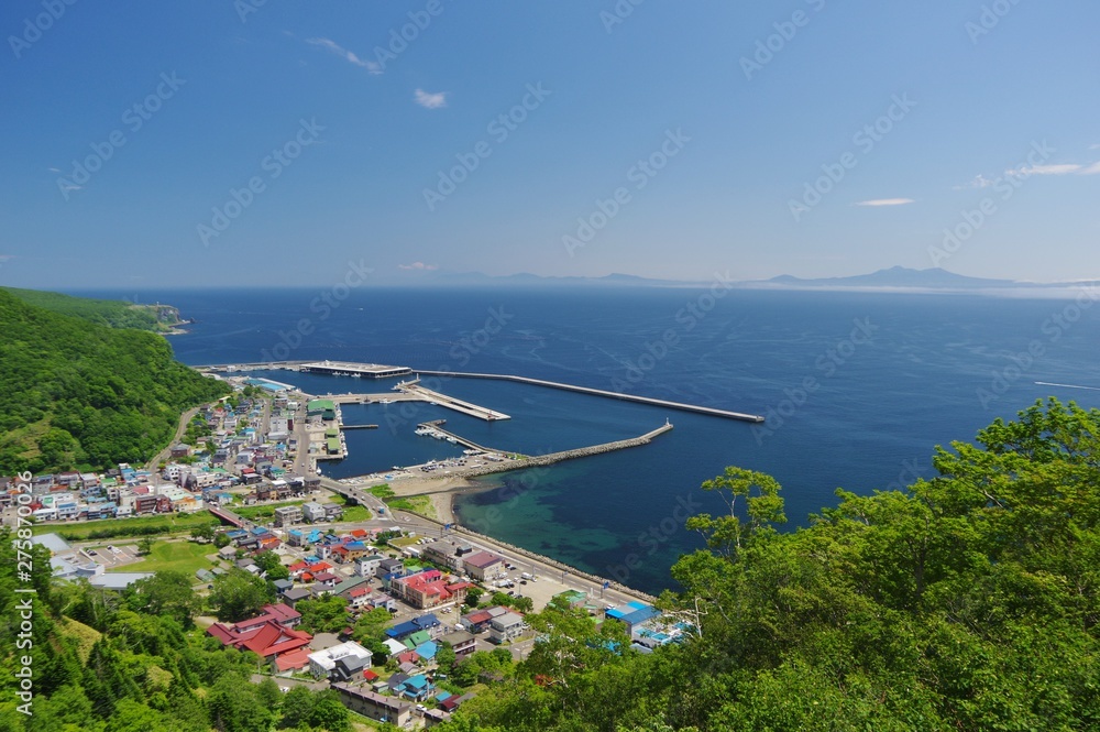 Rausu Port in Shiretoko, Japan 羅臼漁港遠景 北海道 Stock Photo | Adobe Stock