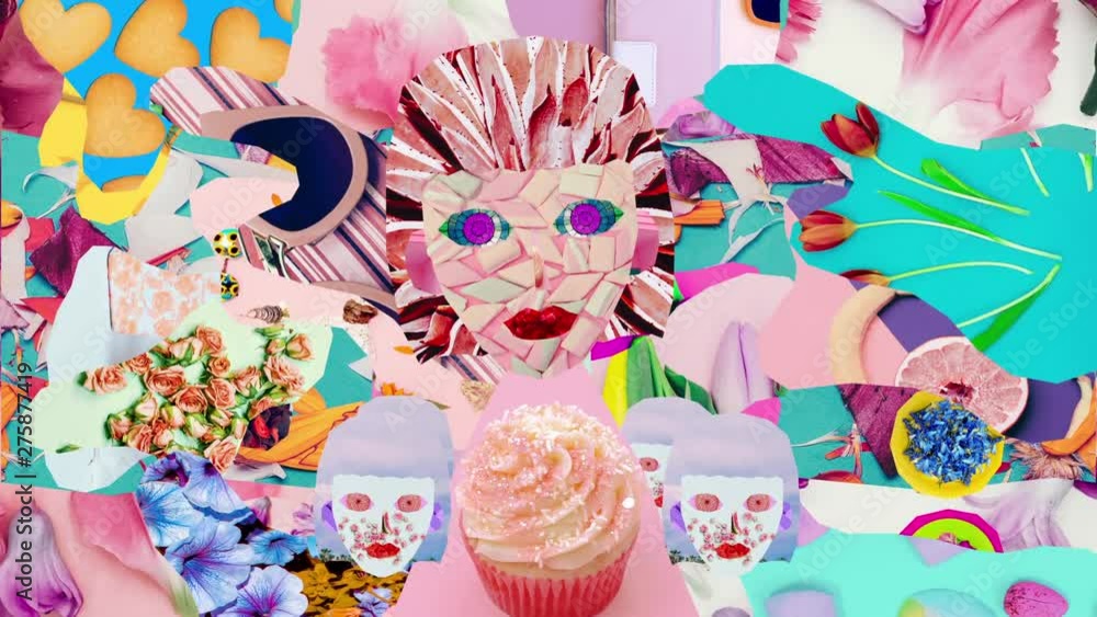 Chaos mix stylish textures and object. Zine collage art. Animation ...