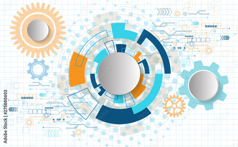 Abstract technology background with various technological elements ...