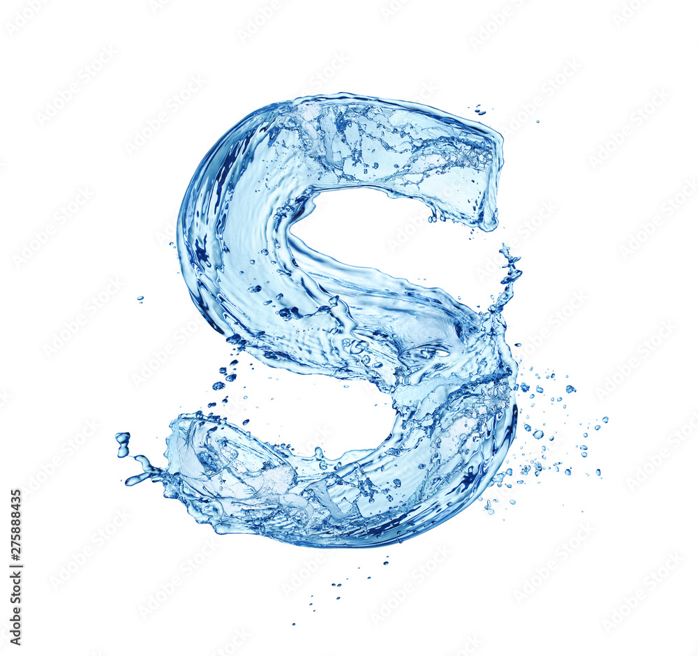 letter S made of water splash isolated on white background Stock Photo ...