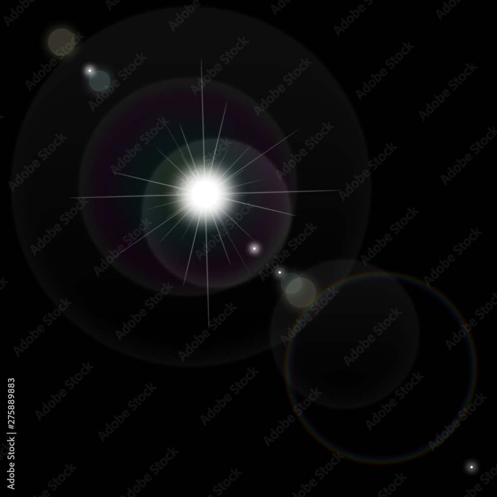 Lens flare light effect. Sun flash with ray and glow. Stock ...