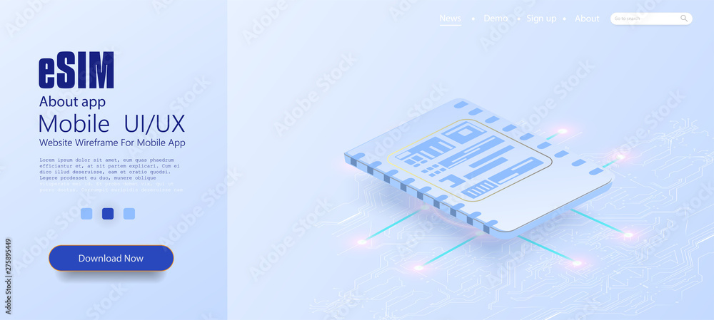 eSIM card chip sign. Embedded SIM concept. New mobile communication ...