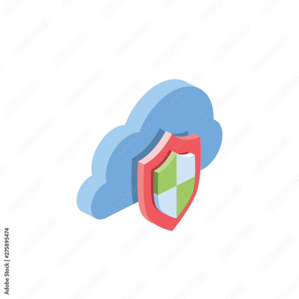 Cloud security. Premium quality. Vector 3d isometric color icon new ...