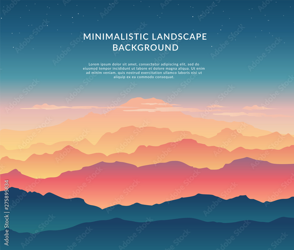 Minimalistic vector landscape background of mountains for your design ...
