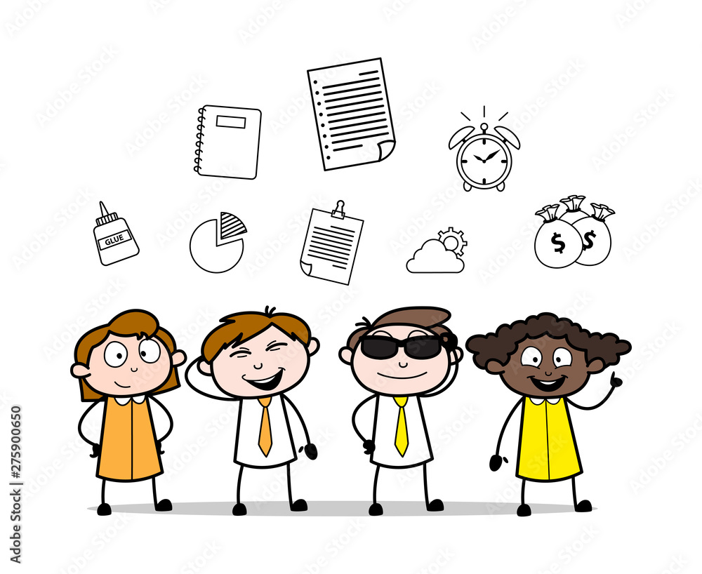 Friends with Many Options - Retro Black Office Girl Cartoon Vector ...