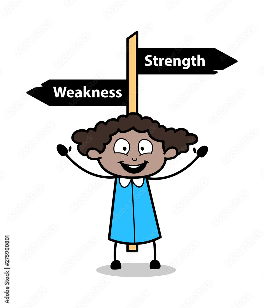 Presenting Weakness and Strength Signboard - Retro Black Office Girl ...