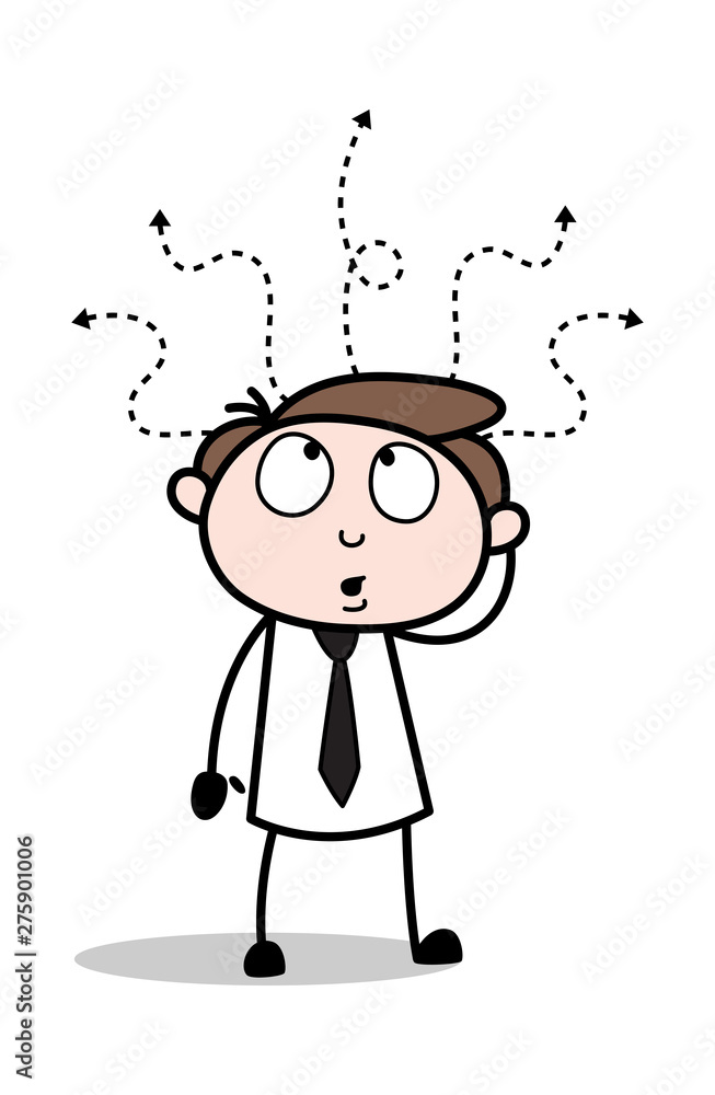 Confused - Retro Black Office Girl Cartoon Vector Illustration Stock ...