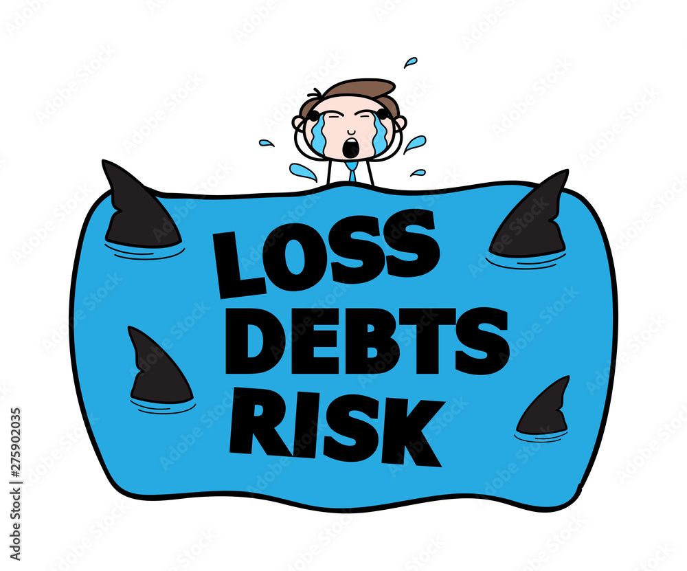 Crying for Loss Debt Risk - Retro Black Office Girl Cartoon Vector ...