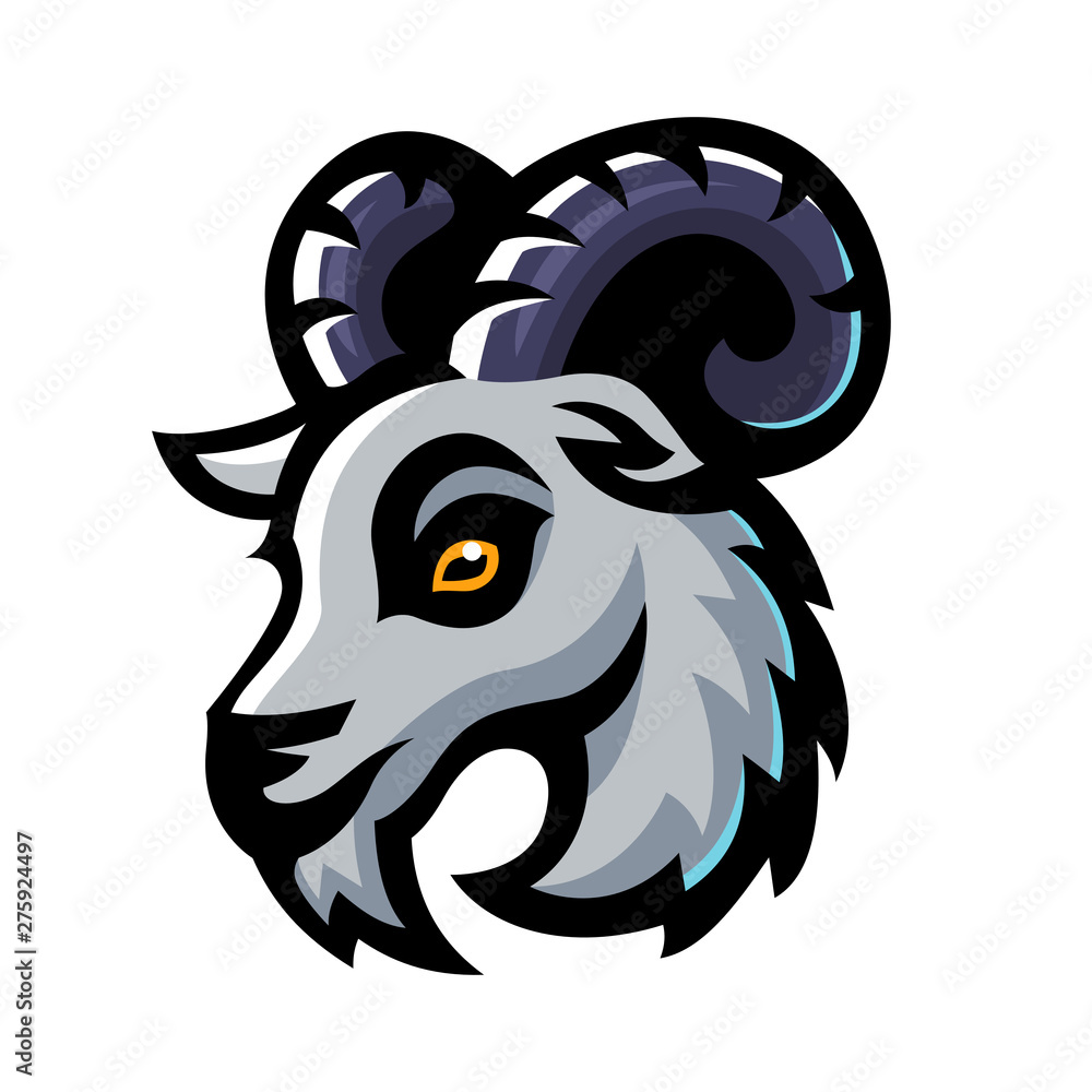 Goat, Mascot logo, Sticker design, Vector illustration. Stock Vector ...