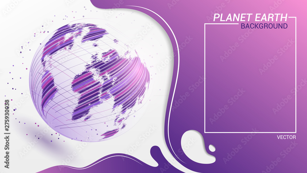 Trendy modern purple background. World map. Global social network ...