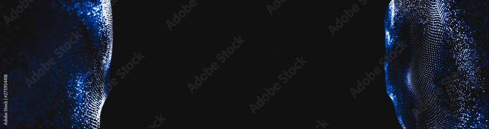 Data technology abstract futuristic wide banner. Low poly shape with ...