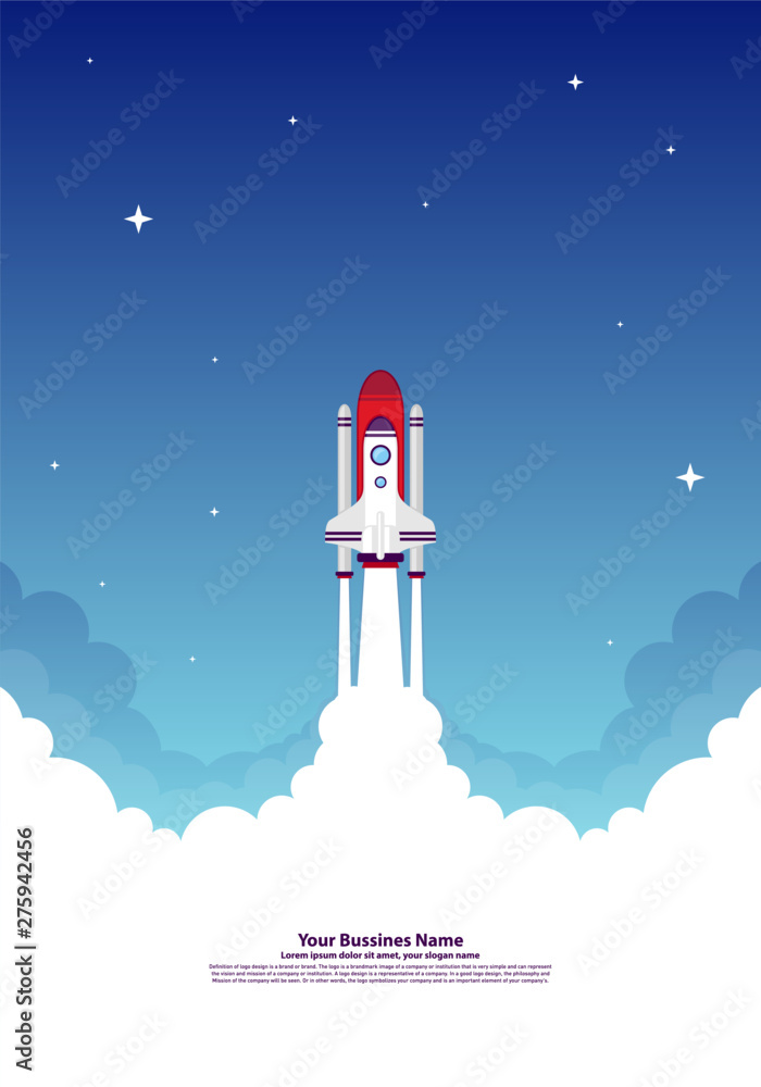 Start up Simple Rocket web design, Responsive web design flat vector ...