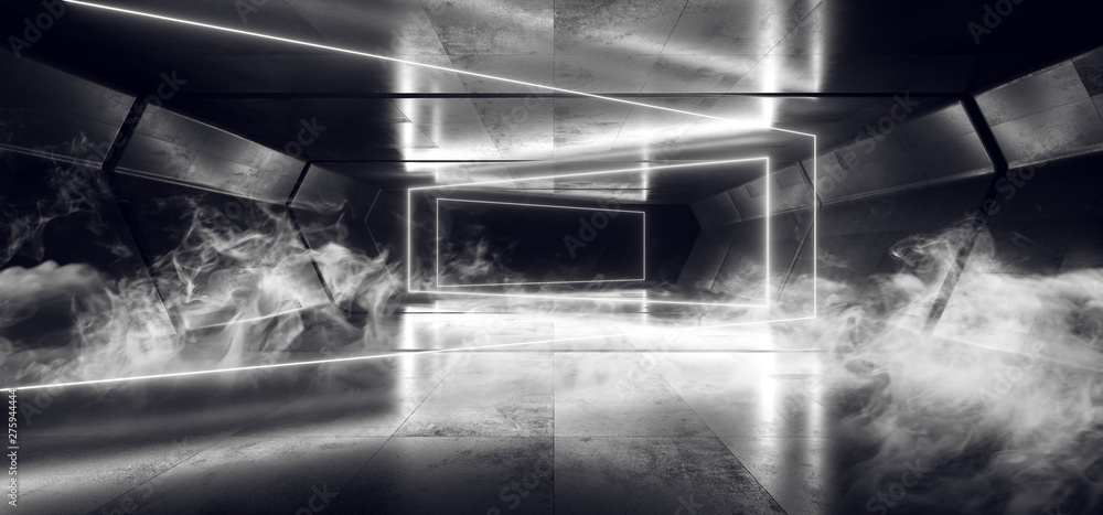 Smoke Neon Lights Futuristic Sci Fi White Dark Background Graphic ...