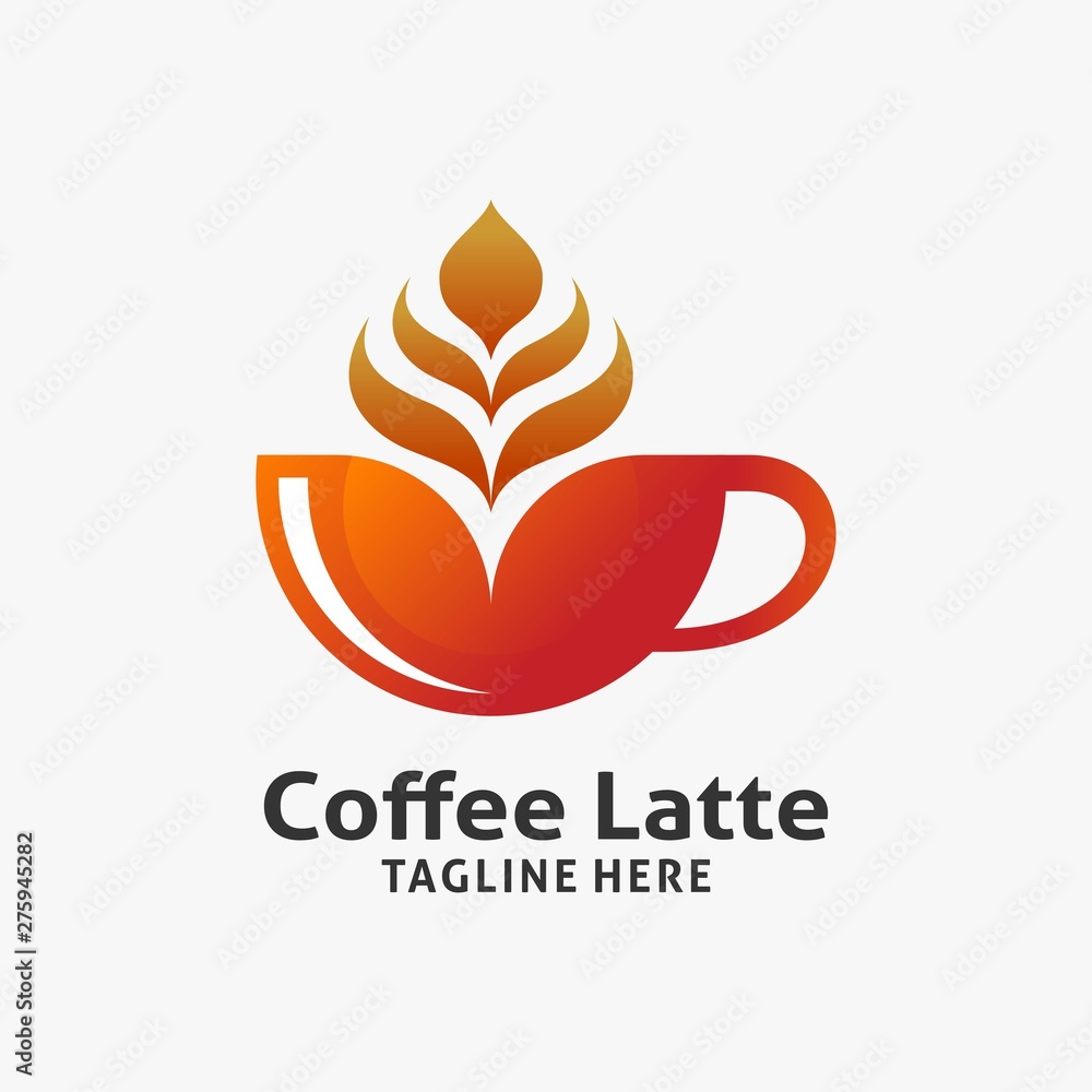 Coffee latte logo design Stock Vector | Adobe Stock