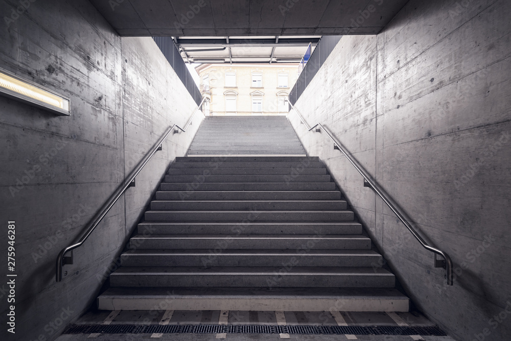 Stairway for Exit and Entrance to Subway Station, Modern Architecture ...