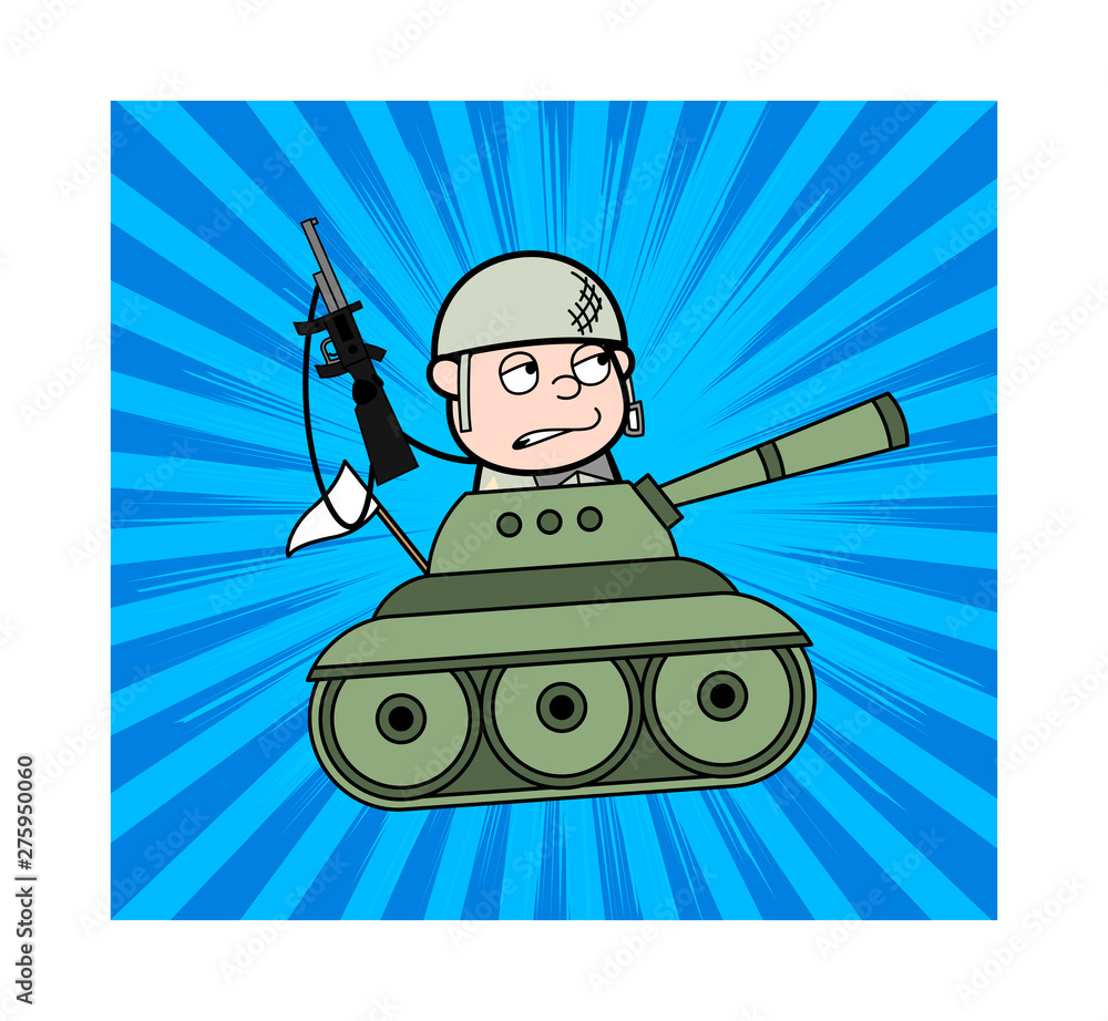 Fighting with Battle Tank - Cute Army Man Cartoon Soldier Vector ...
