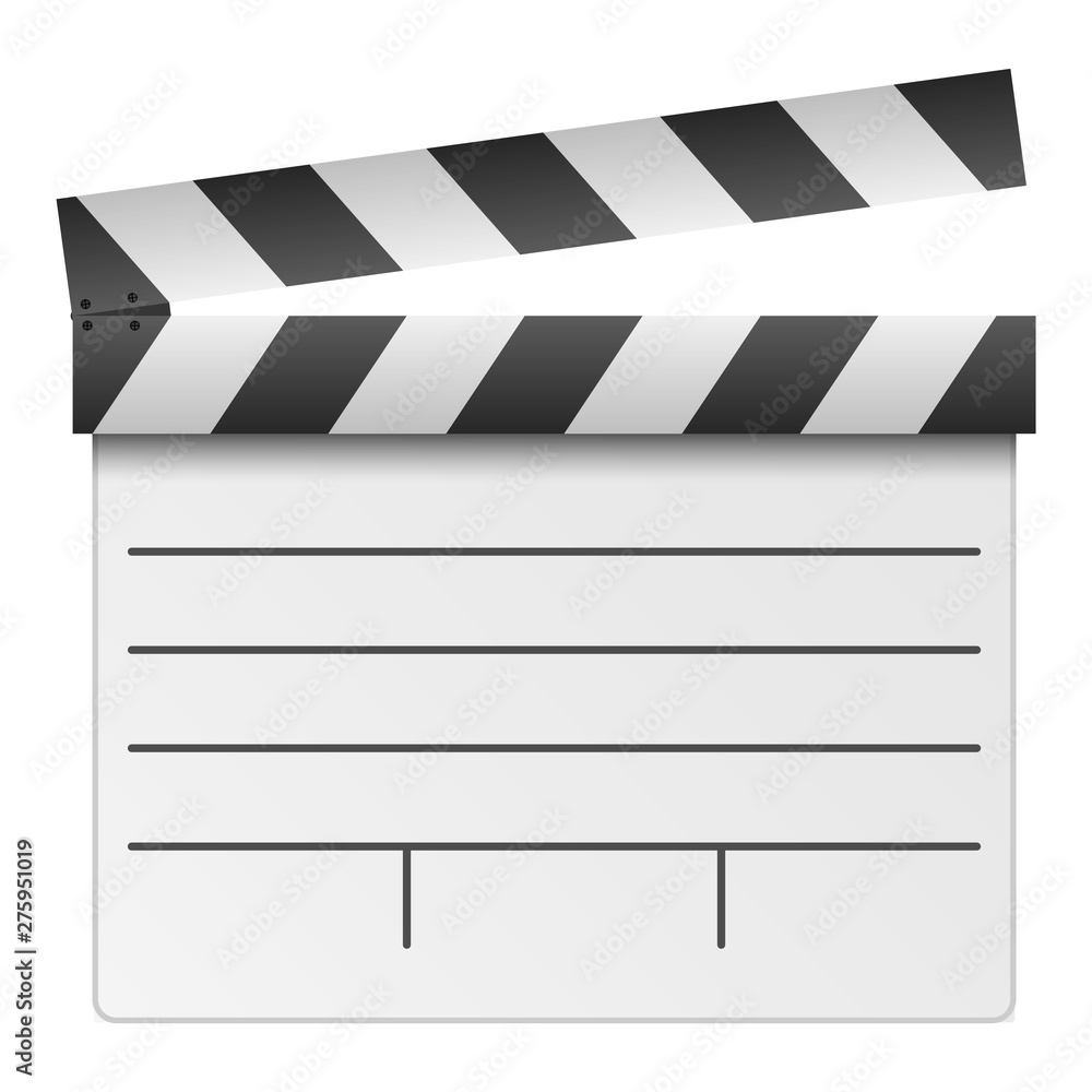 movie and film white clapperboard icon on white transparent background ...