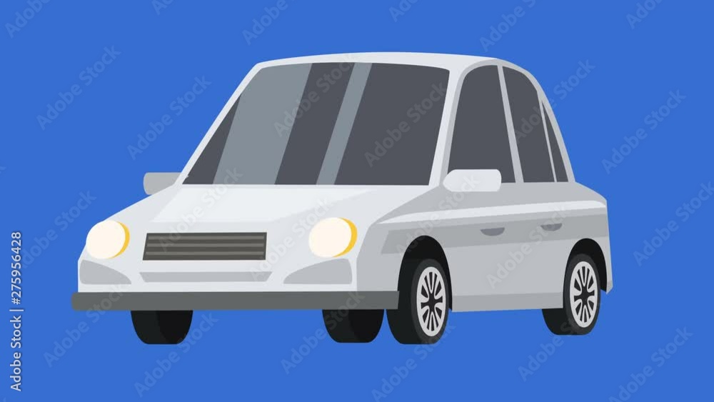 Flat Cartoon Isolated White Car Animation Side View Stock 비디오 Adobe Stock