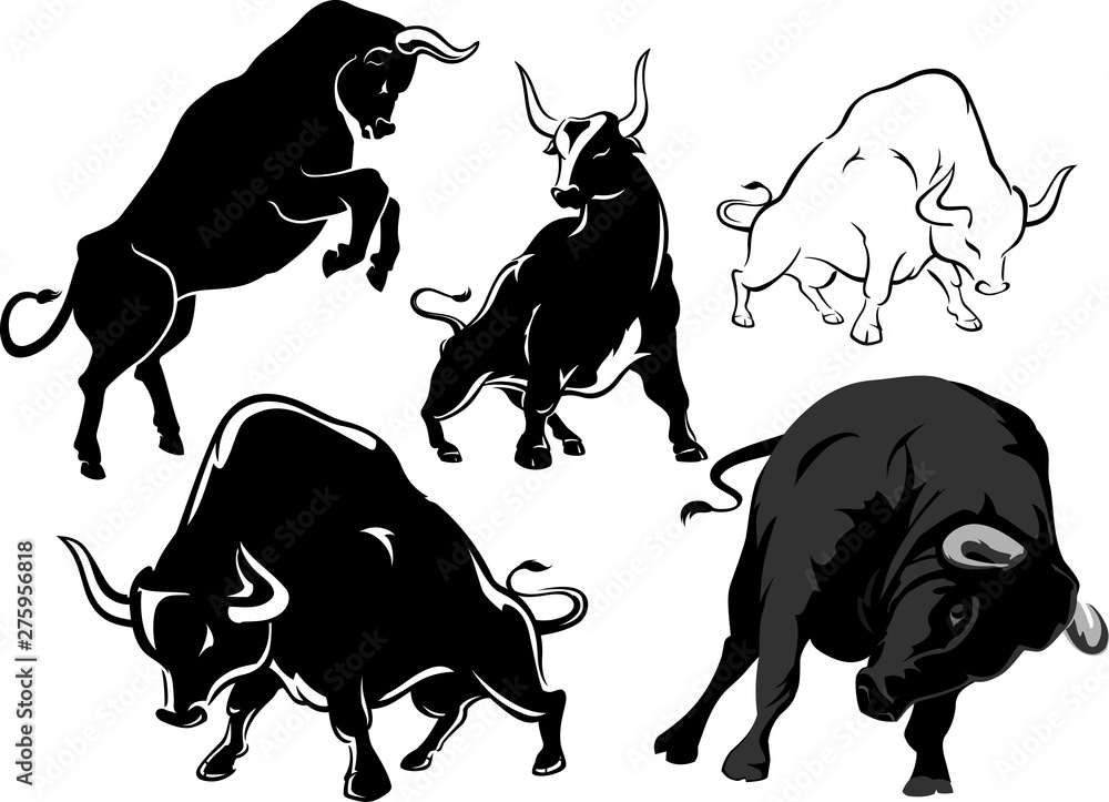 Bull Set Stock Vector | Adobe Stock