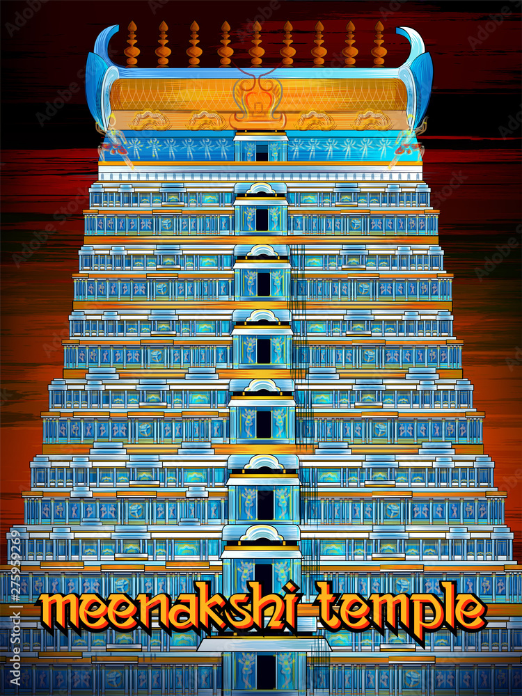 Vecteur Stock vector illustration of historical monument Meenakshi ...
