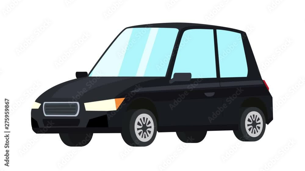 Cartoon isolated black auto car flat animation side view vídeo de Stock ...