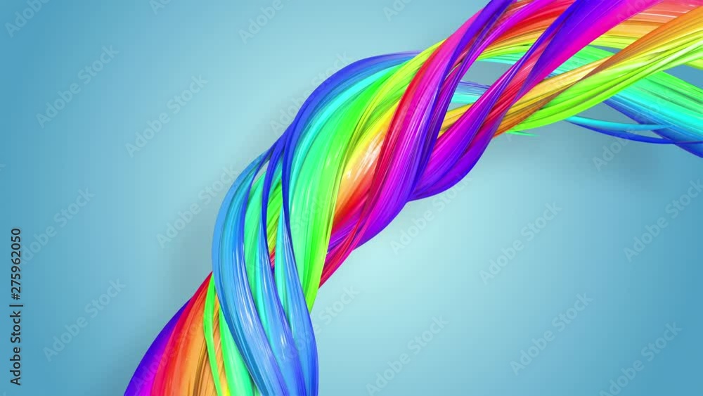 multi-color ribbon is twisted and moves in a circle. Rainbow colored ...
