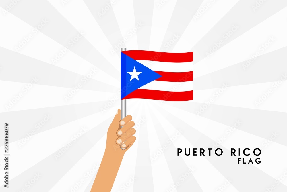 Vector cartoon illustration of human hands hold Puerto Rico flag ...