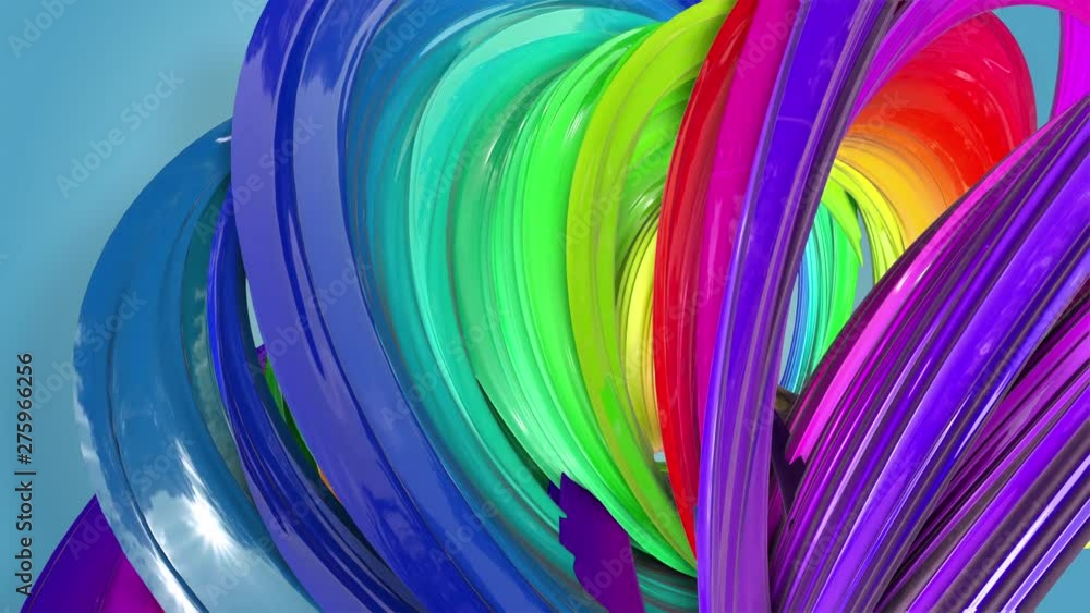 multi-color ribbon is twisted and moves in a circle. Rainbow colored ...