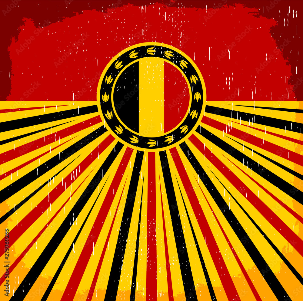 Belgium vintage old poster with Belgian flag colors card vector holiday ...