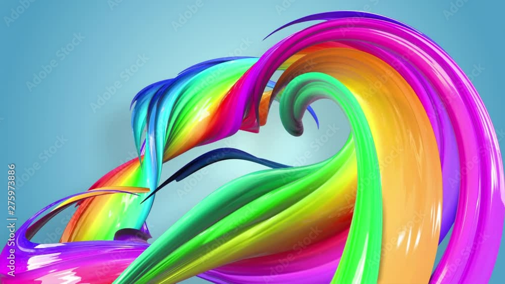 multi-color ribbon is twisted and moves in a circle. Rainbow colored ...