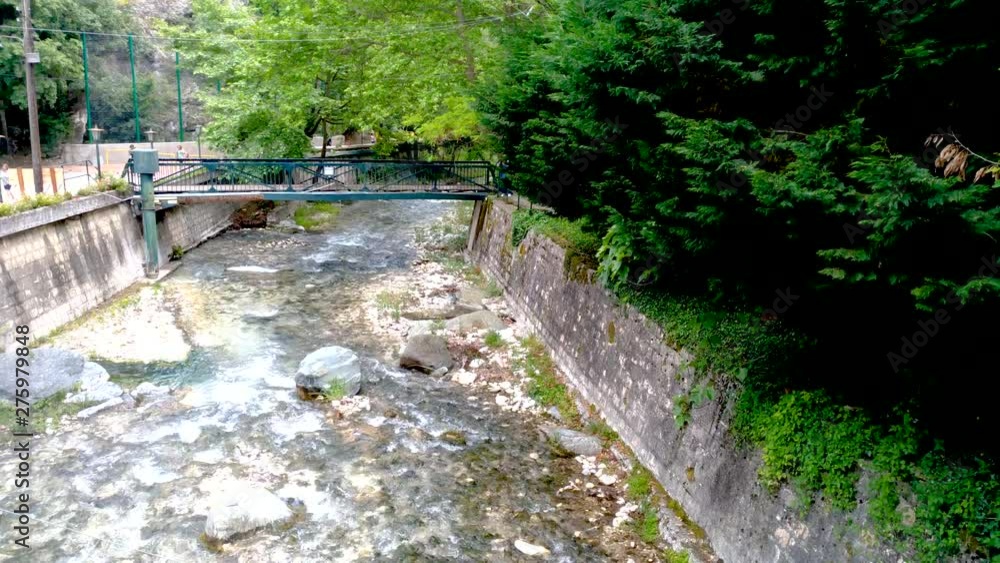 Small river among trees in the hot springs in Pozar Aridea Greece Stock ...