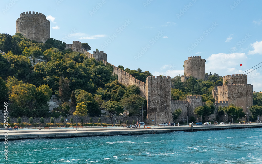 View from the Bosphorus to Rumeli Hisari fortress. Also known as ...