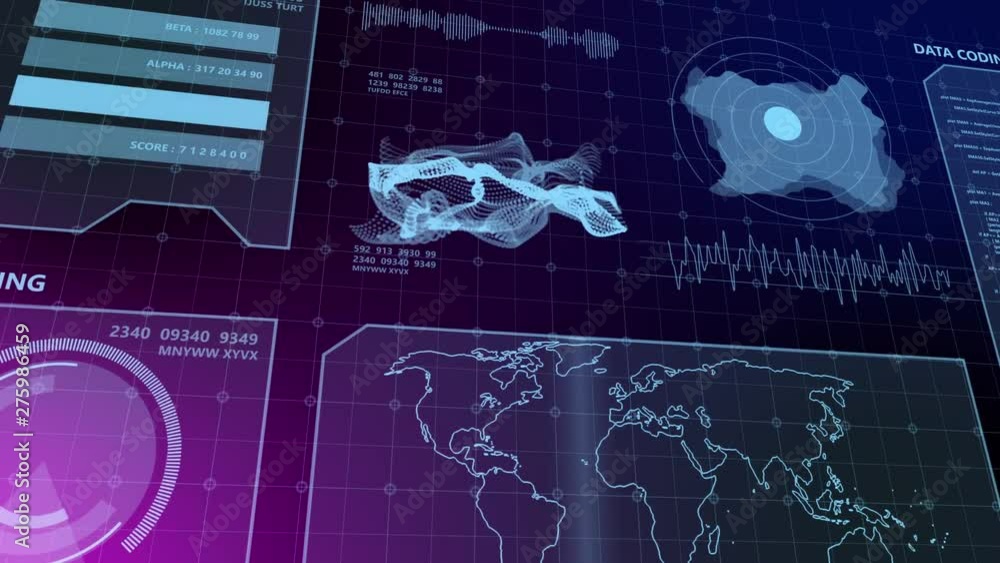 HUD digital computer screen monitor display dashboard background. Smart ...