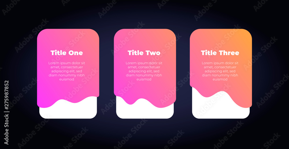Vector inforgraphic fluid step template. Modern style colorful pink to ...
