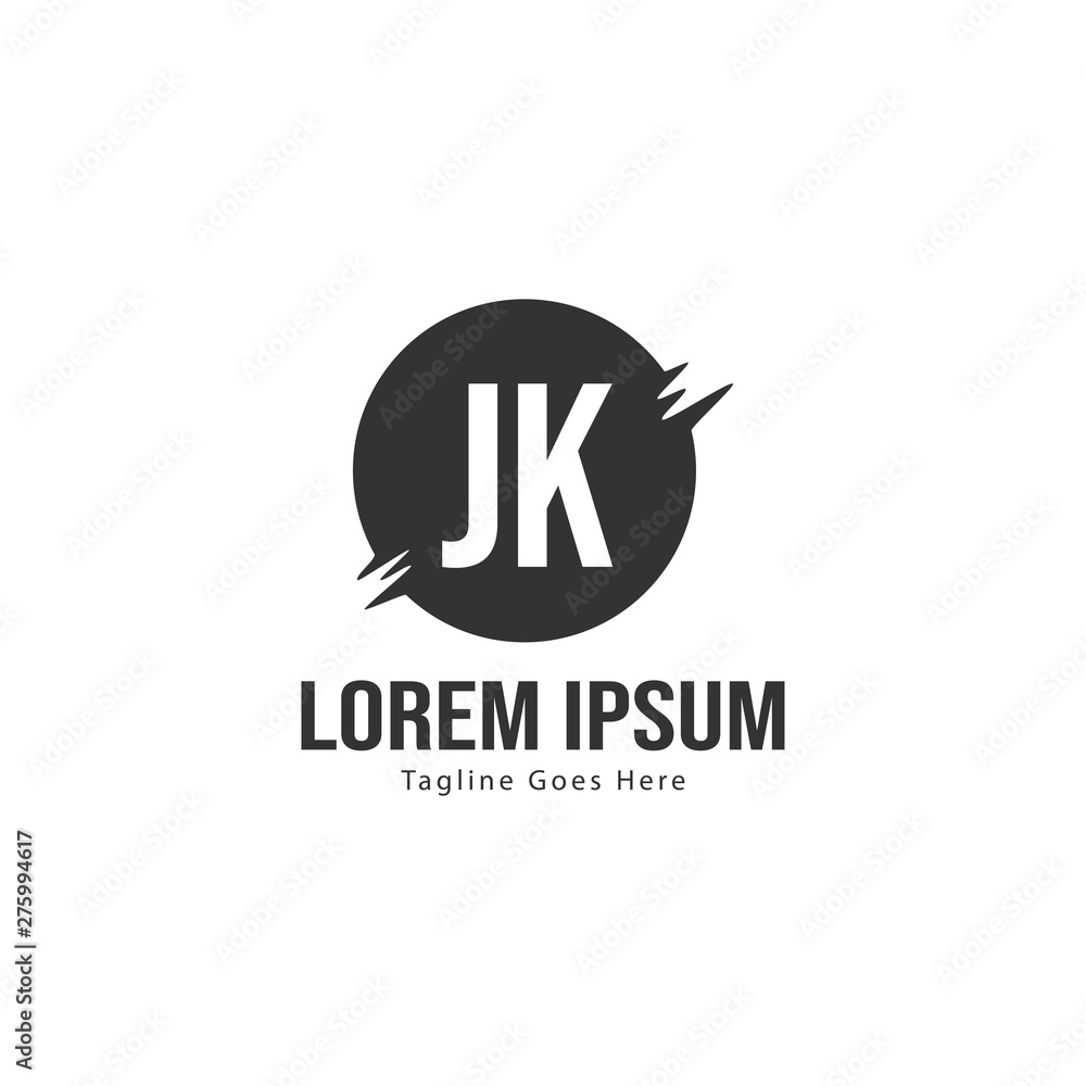 Initial JK logo template with modern frame. Minimalist JK letter logo ...