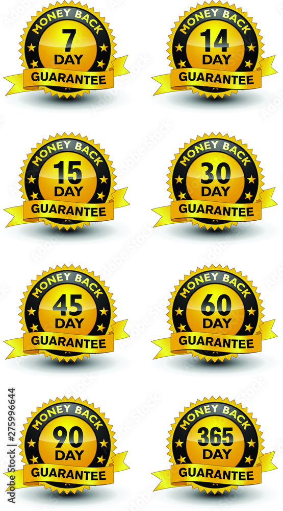 Reliable powerful golden money back guarantee banner, sticker, tag ...