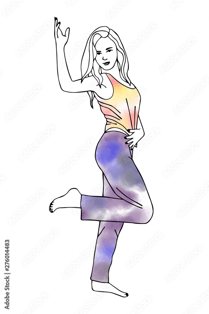 Girl Standing Sideways Drawing