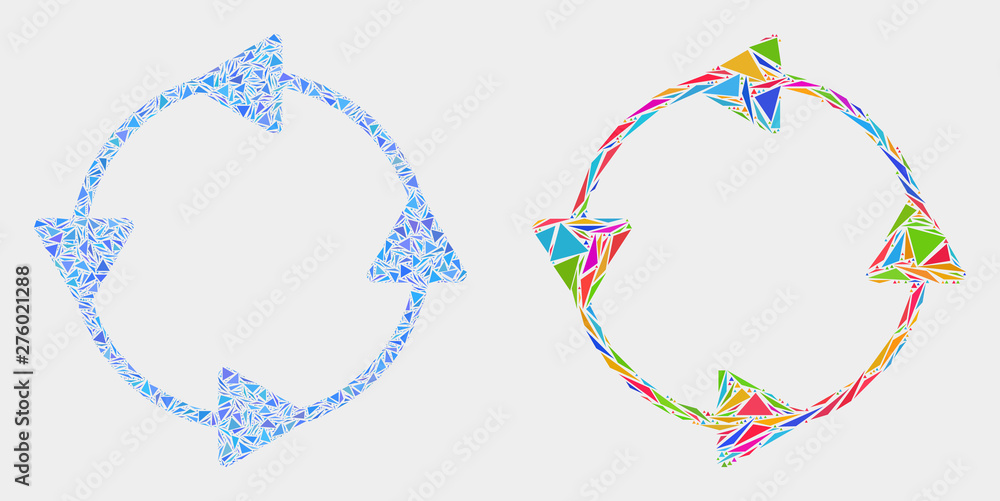 CCW circulation arrows mosaic icon of triangle items which have ...