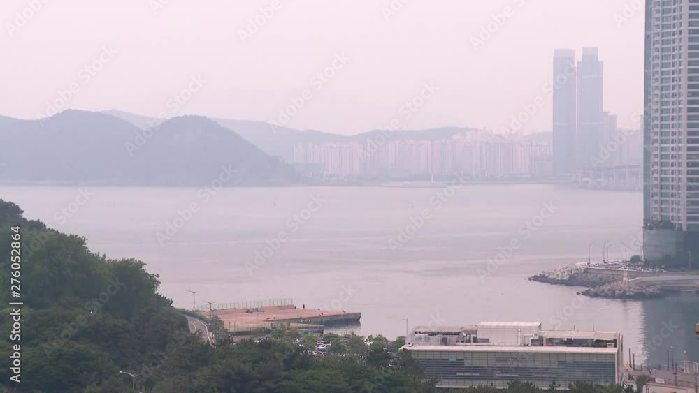 Shot from Haeudae Beach across the Sea of Japan to Tall apartment ...
