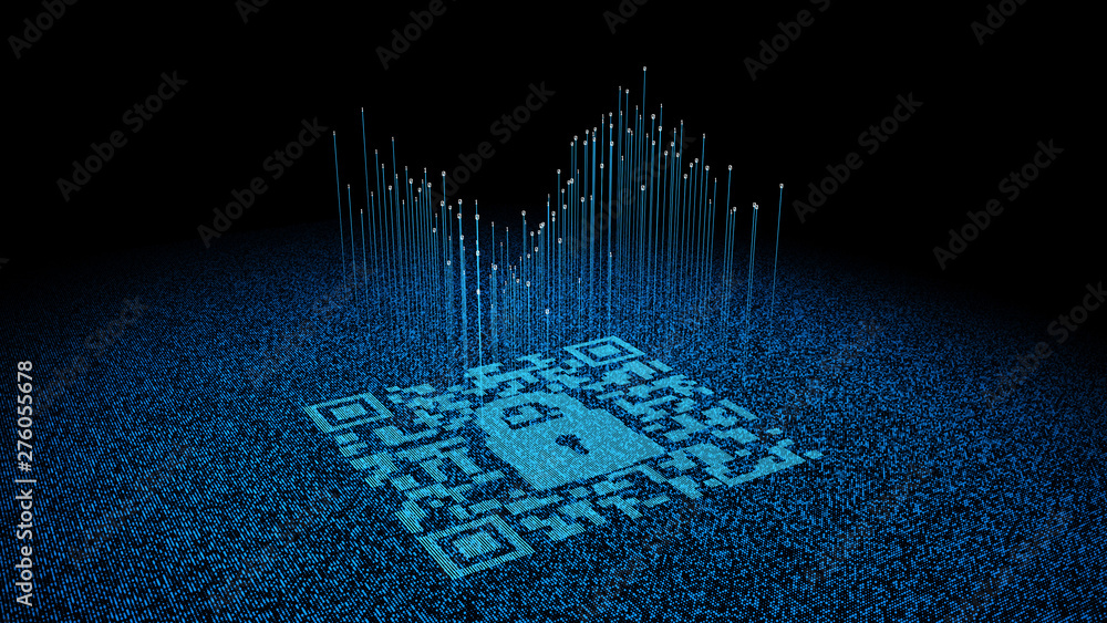 Digital Technology QR Code, Network Identification and Connection,lock ...