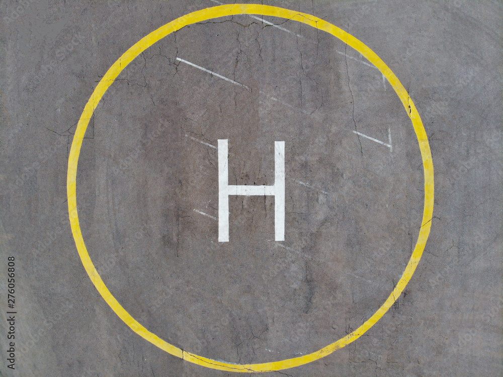 Drone photographed the helipad from the air. Helicopter helipad Stock ...