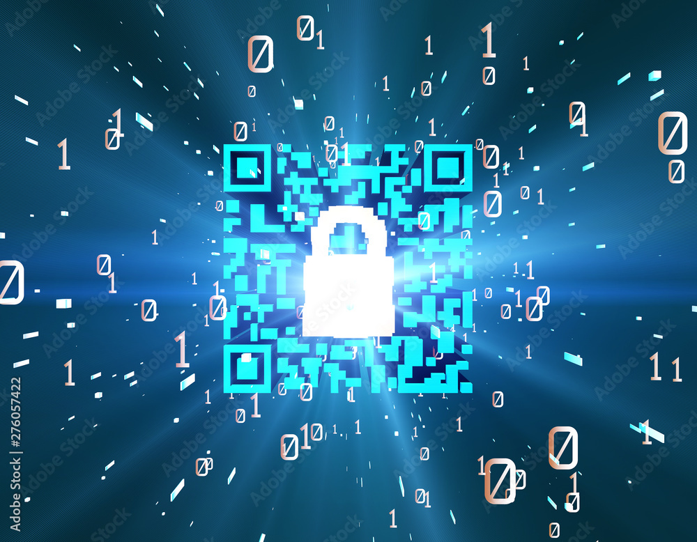 Digital Technology QR Code, Network Identification and Connection,lock ...