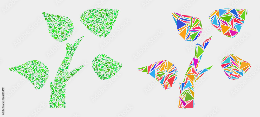 Tree plant mosaic icon of triangle elements which have variable sizes ...