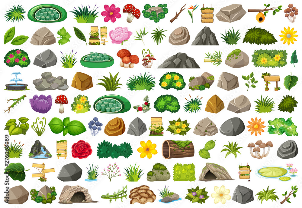 Large set of nature objects Stock Vector | Adobe Stock