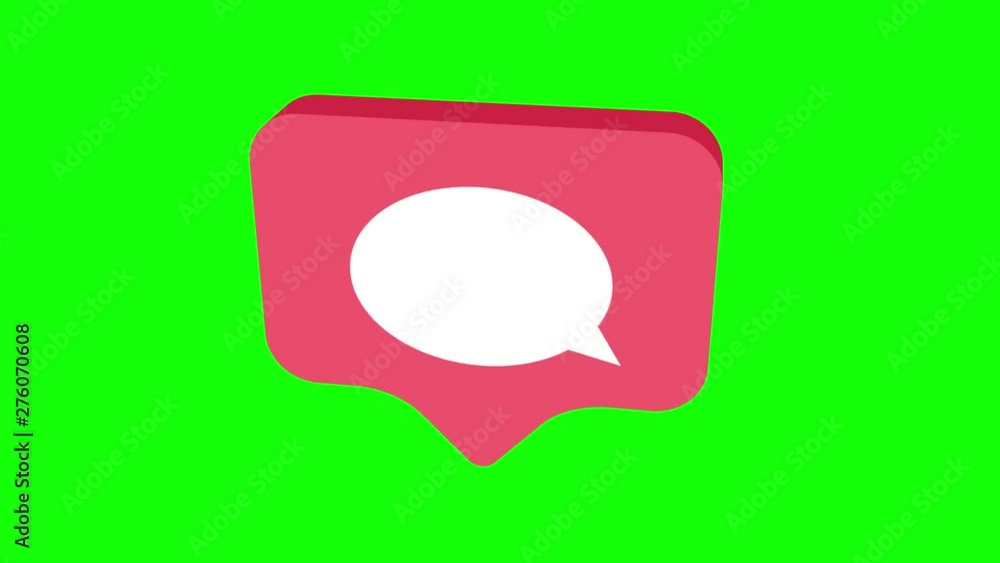 4k Rotating Comment and Follower isometric pink icon, 3d animation on a ...