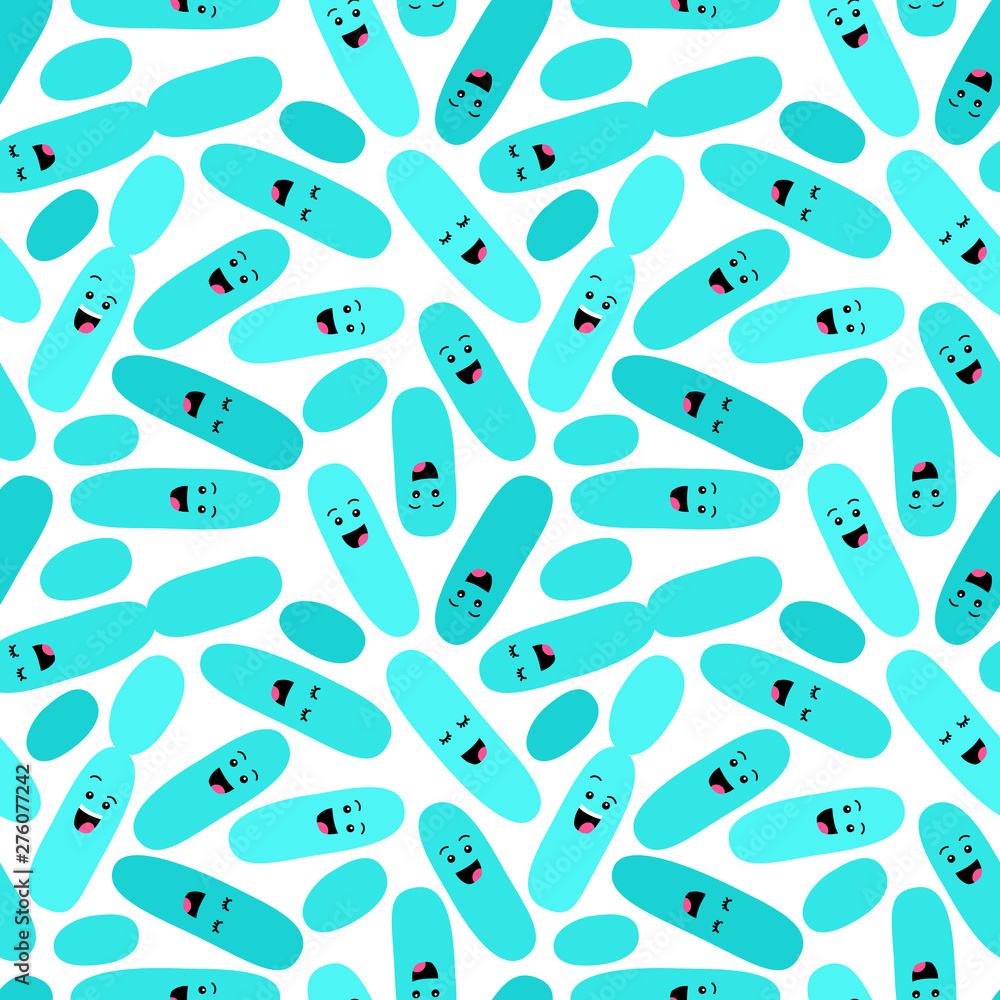 Funny probiotics bacteria family cartoon characters isolated on white ...